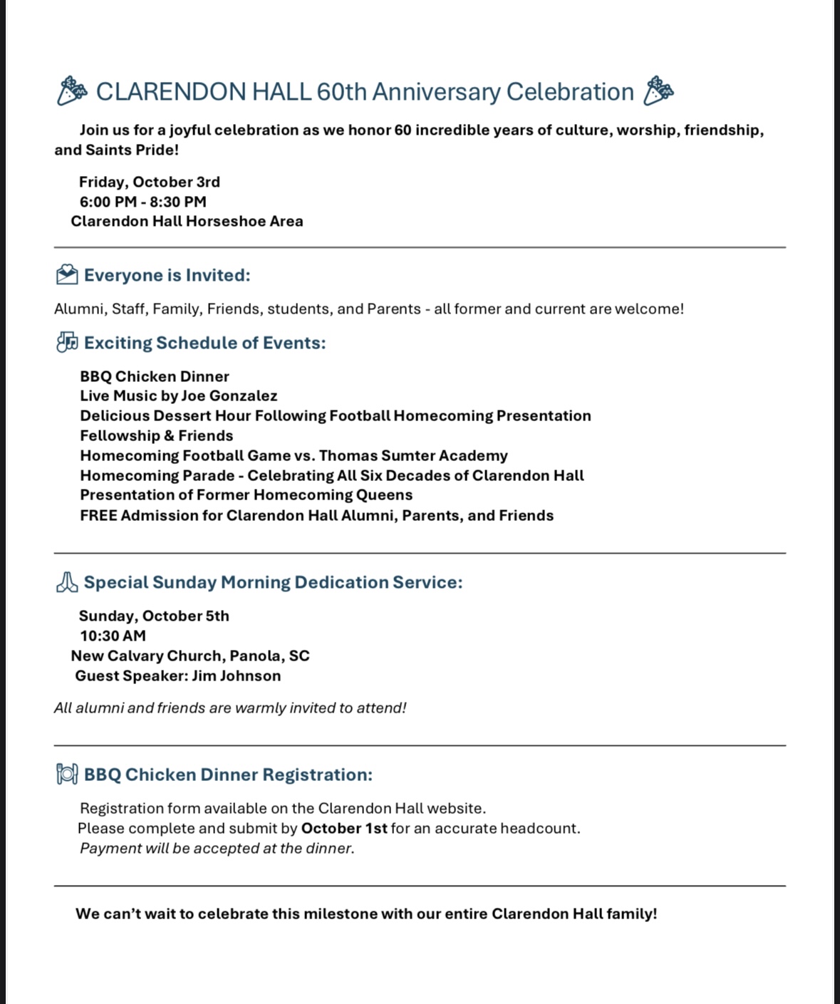 Clarendon Hall 60th Anniversary Celebration » Clarendon Hall