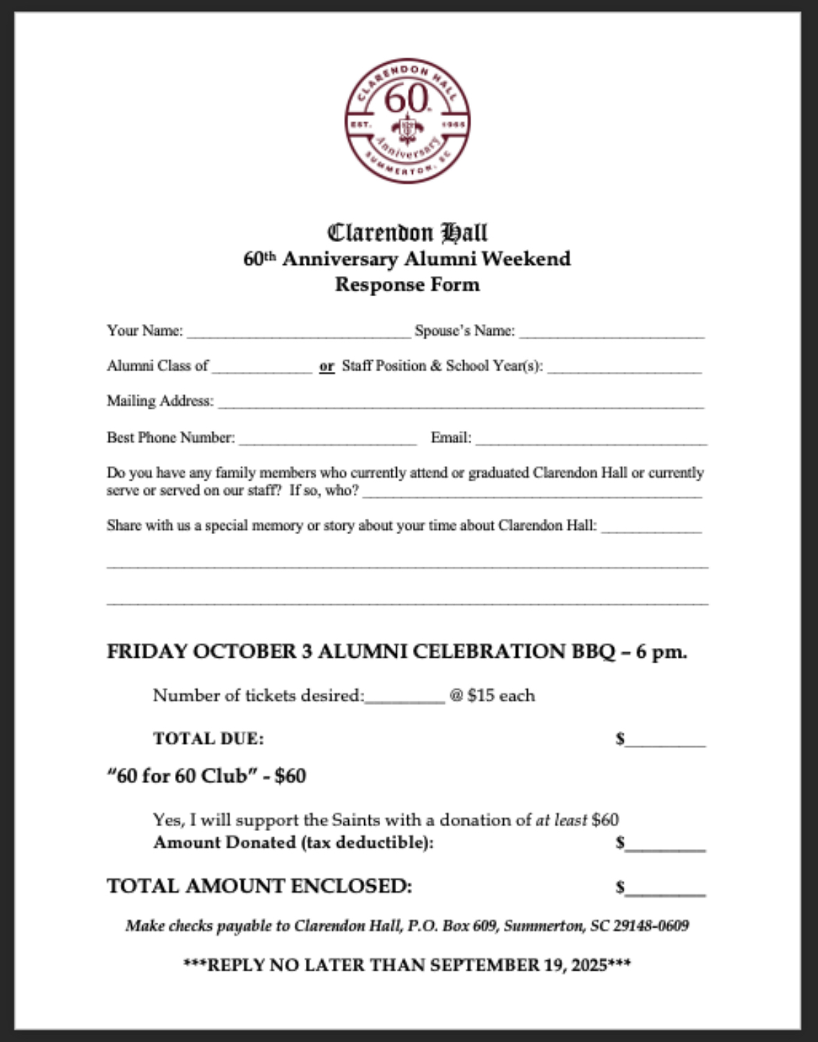 Clarendon Hall 60th Anniversary Celebration » Clarendon Hall